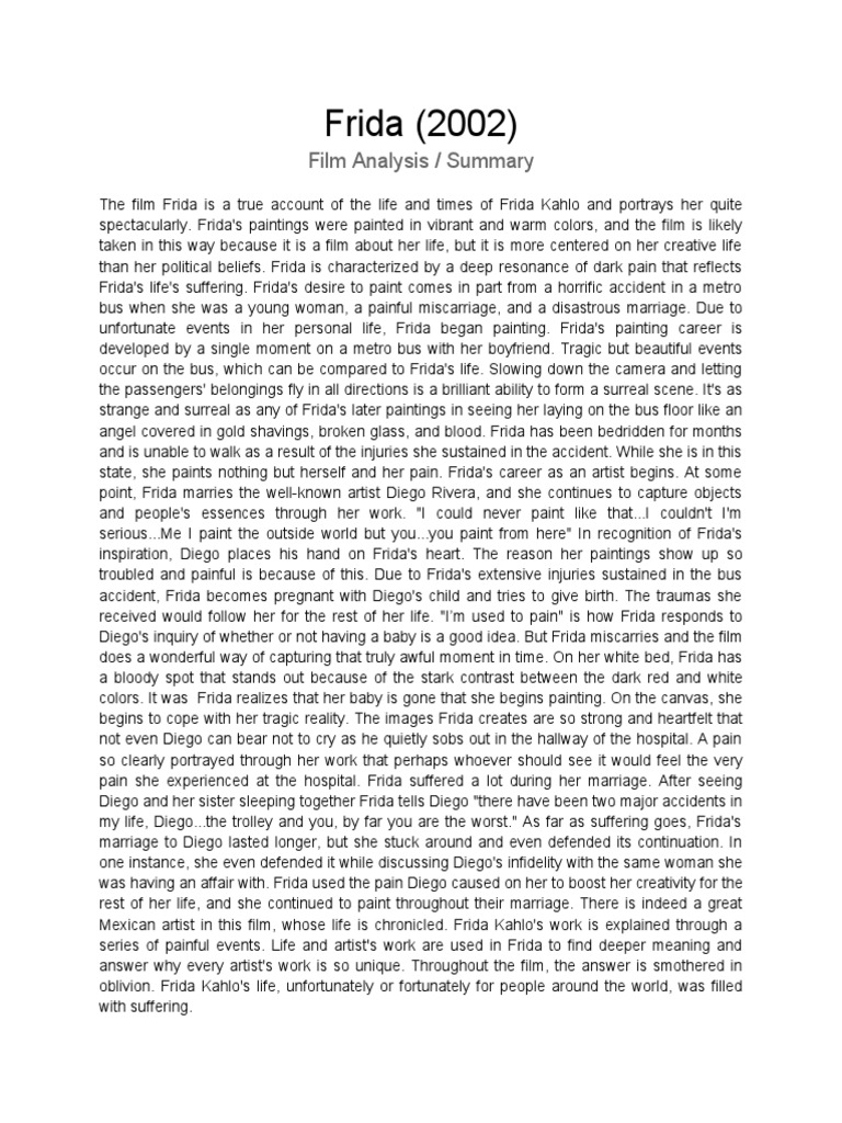 Frida (2002) : Film Analysis / Summary | PDF