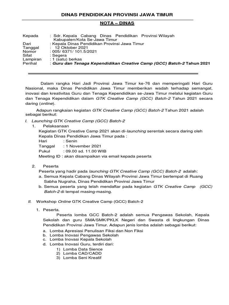 Nota Dinas GCC Fix | PDF