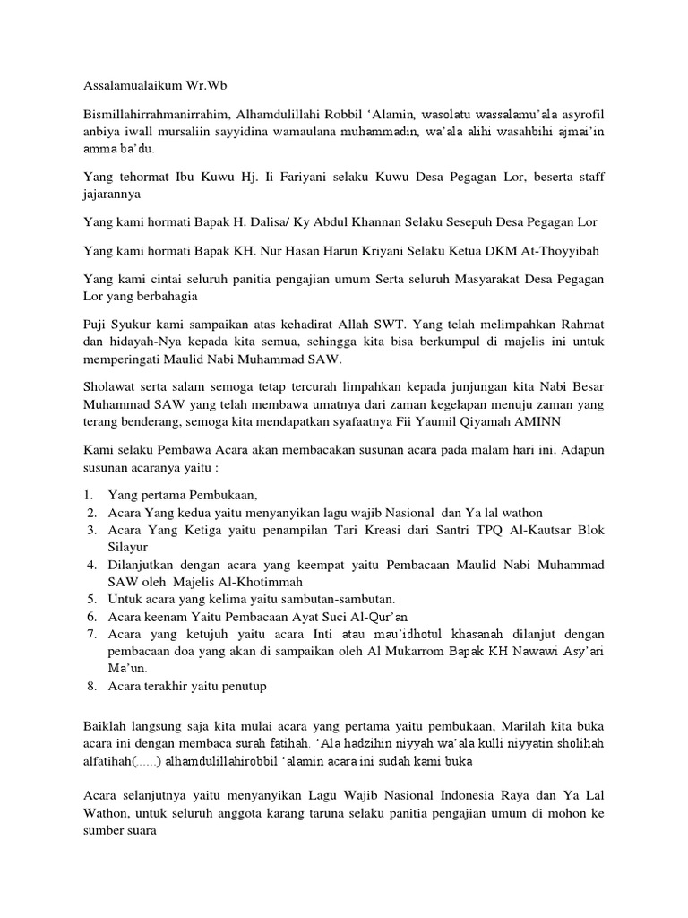 Teks MC Pengajian KT | PDF