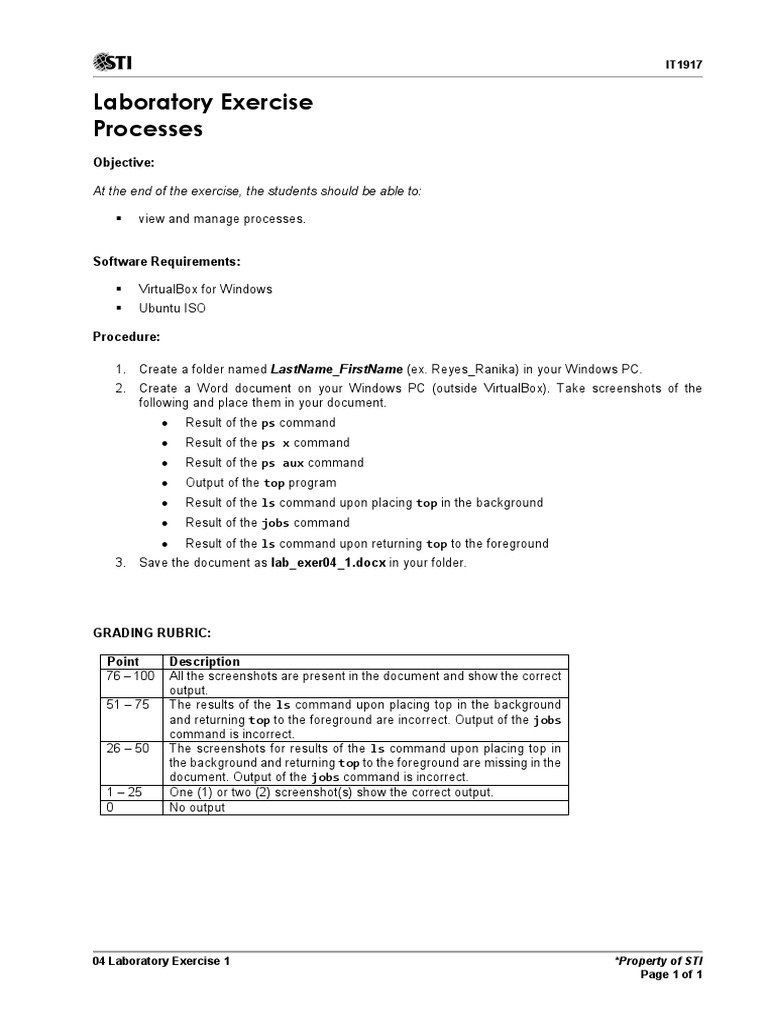 Managing Processes in Linux Lab Exercise | PDF