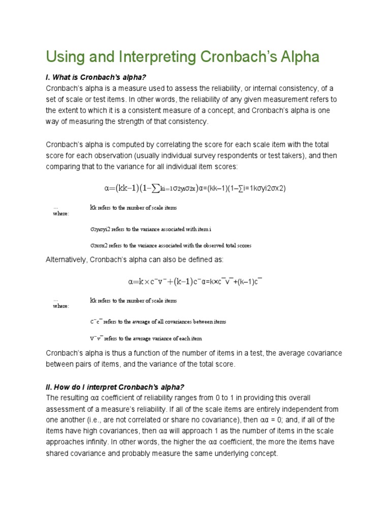 Using and Interpreting Cronbach | PDF | Cronbach's Alpha | Multivariate ...