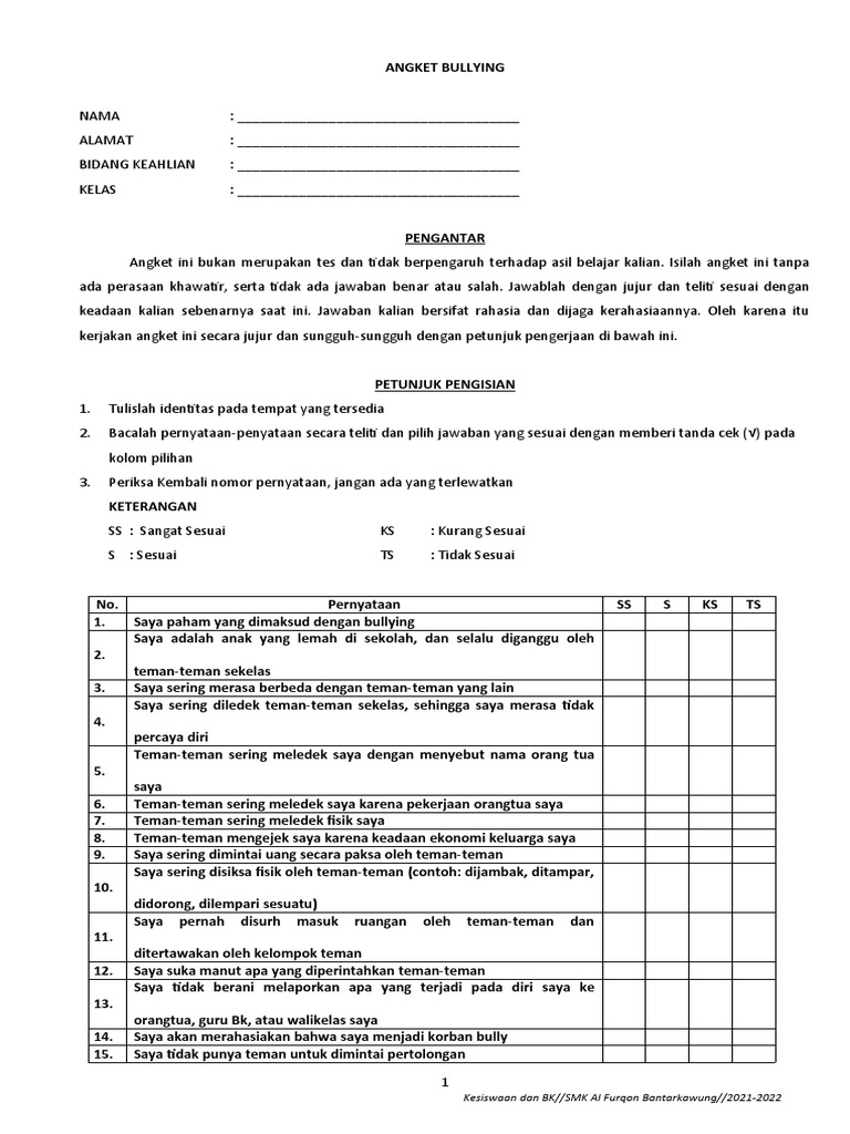 Angket Bullying | PDF