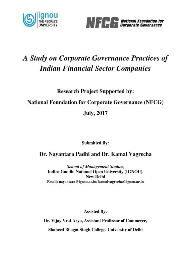IGNOU-Final NFCG Project Report | Download Free PDF | Governance ...