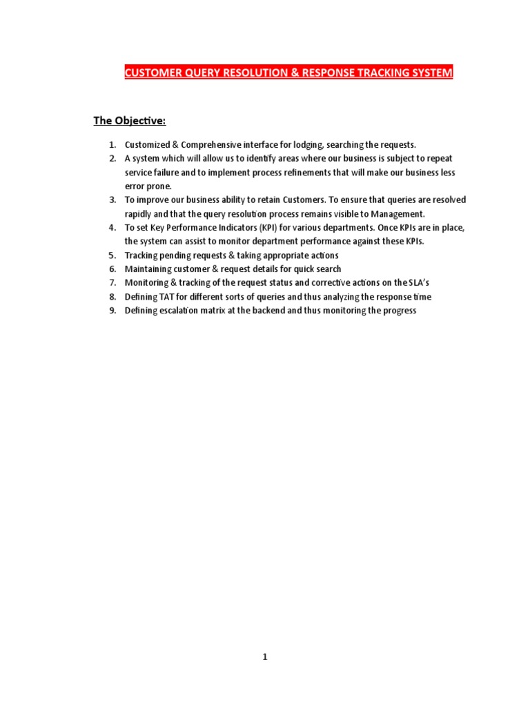 Customer Query Resolution Pdf Help Desk Performance Indicator 