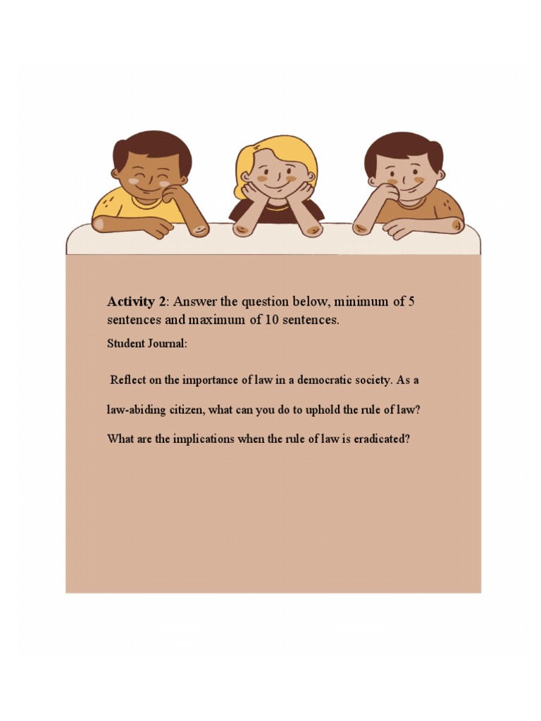 Activity 2: Answer The Question Below, Minimum of 5: Sentences and ...