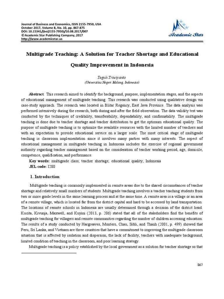 Multigrade Teaching: A Solution For Teacher Shortage and Educational ...
