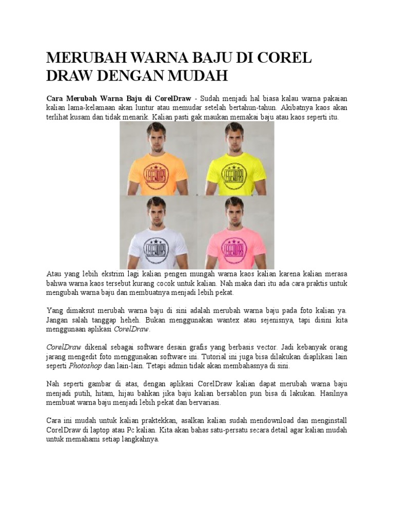 Merubah Warna Baju Di Corel Draw Dengan Mudah | PDF