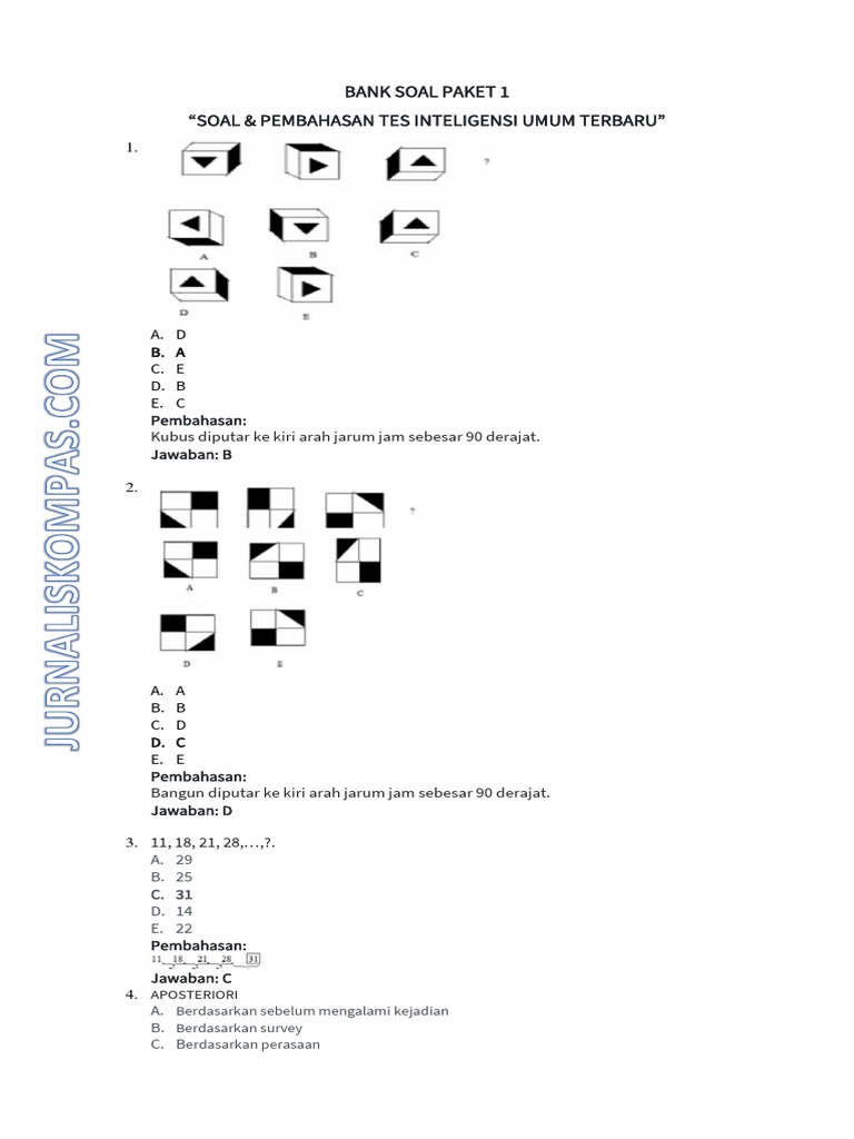 Bank Soal Paket 1 Tiu | PDF