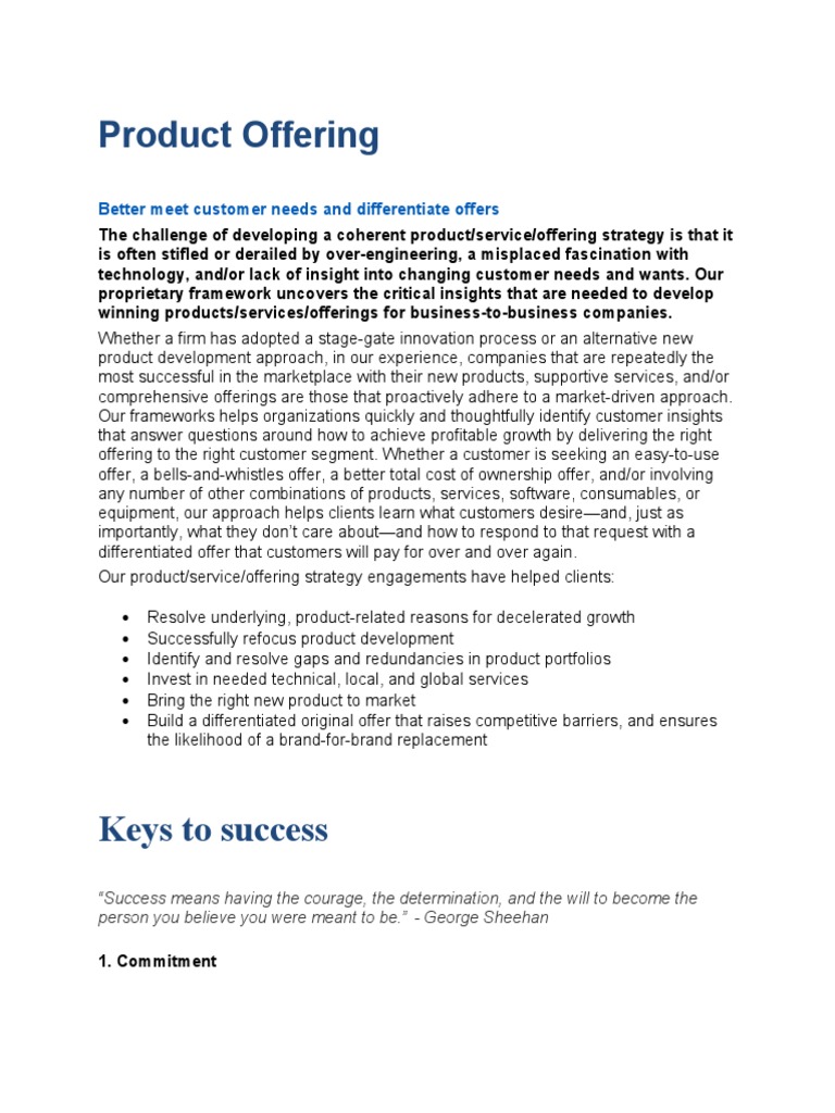 Product Offering: Better Meet Customer Needs and Differentiate Offers ...