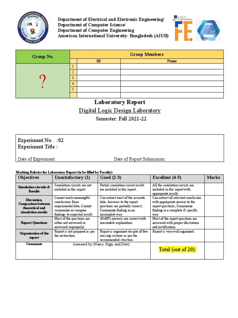 DLD Lab Report Cover Page With Instructions | PDF | Simulation | Laboratories