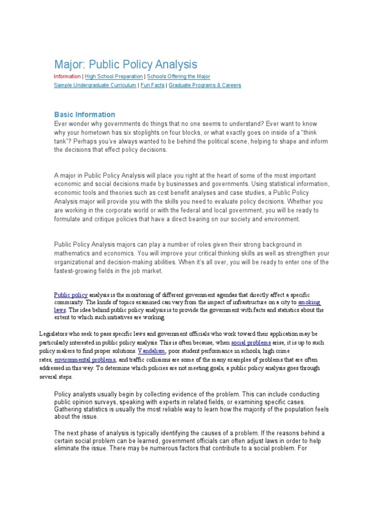 Major Public Policy Analysis | PDF | Policy | Policy Analysis