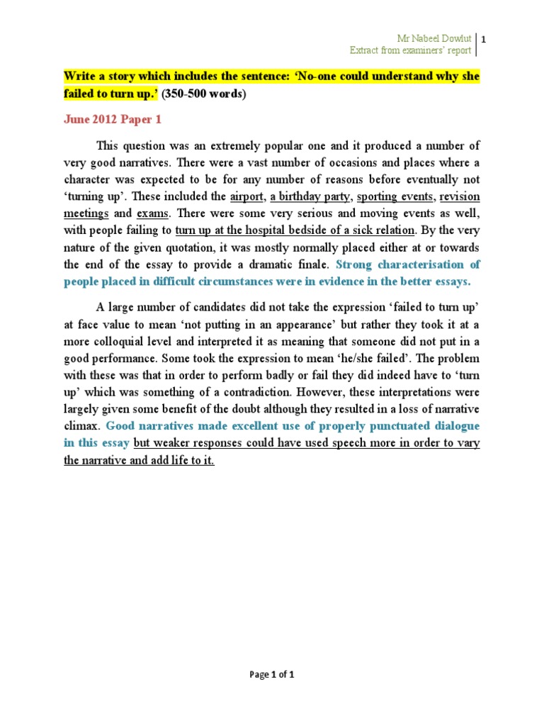 Essay No One Could Understand Why She Failed To Turn Up | PDF