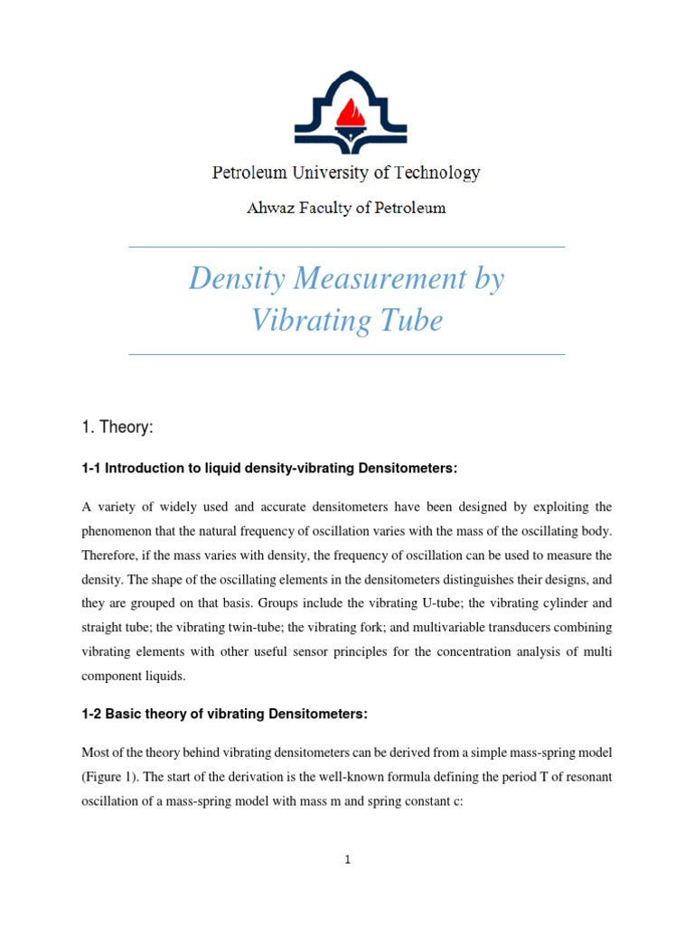 Density Measurement by Vibrating Tube | PDF | Density | Gases