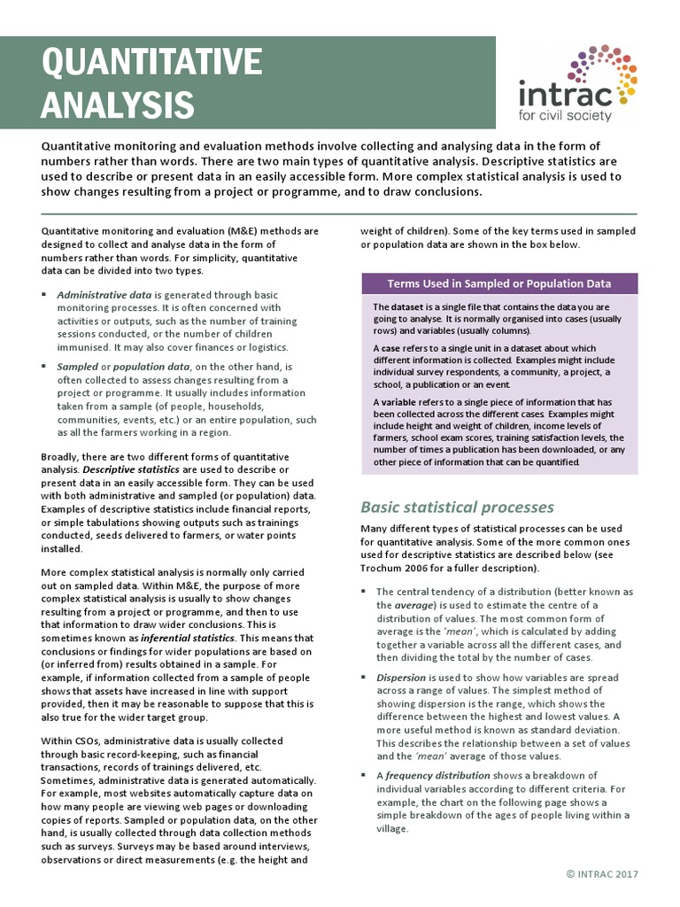 Quantitative Analysis: Basic Statistical Processes | PDF | Statistics ...