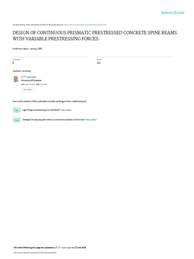 2000 ERU DESIGN OF CONTINUOUS PRISMATIC PRESTRESSED CONCRETE SPINE ...