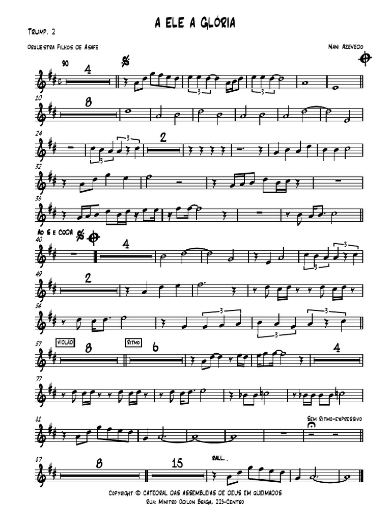 A Ele a Glória - Nani Azevedo Sheet Music | PDF