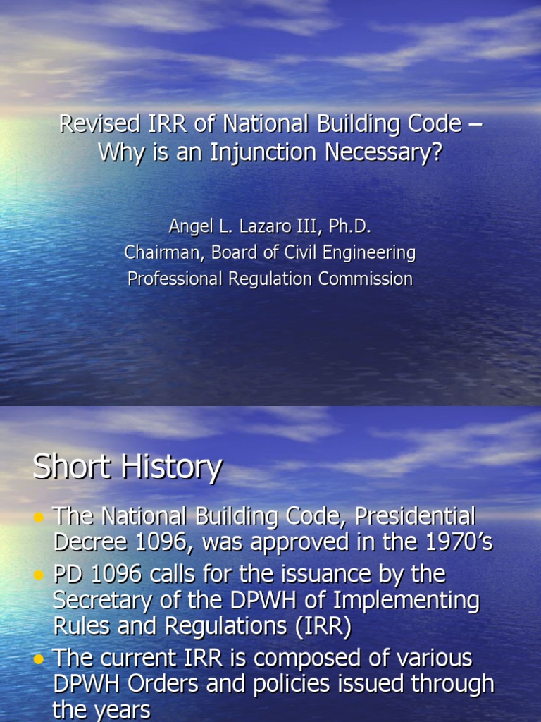 Revised IRR of National Building Code - Why Is An Injunction Necessary ...
