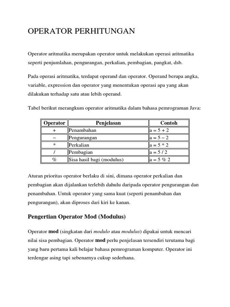Operator Perhitungan | PDF