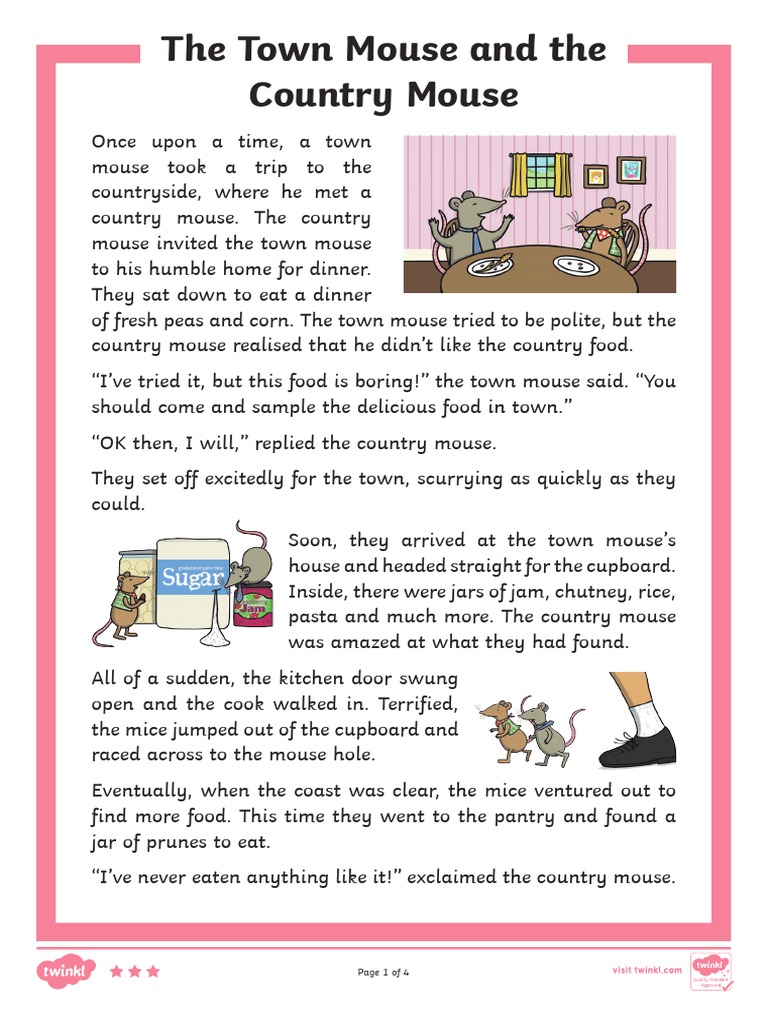 Town Mouse and Country Mouse Story | PDF | Mouse