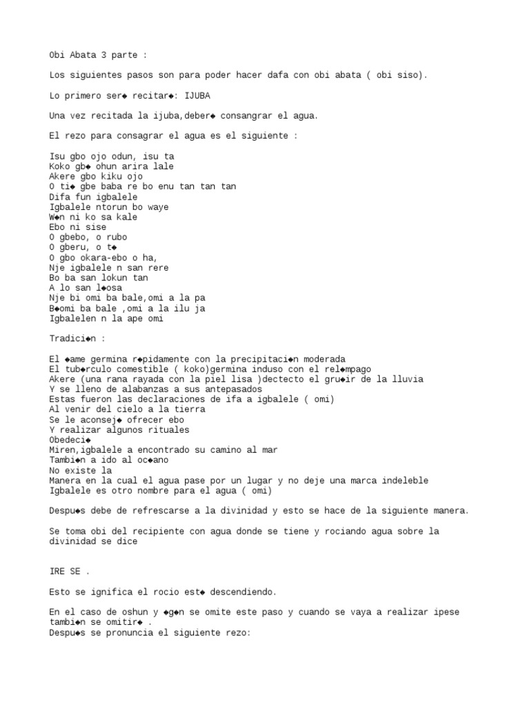 Guía paso a paso para realizar el ritual de Ifá con Obi Abata | PDF ...