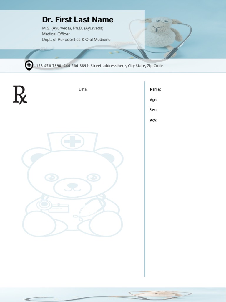 Pediatric Prescription Letterhead Design | PDF