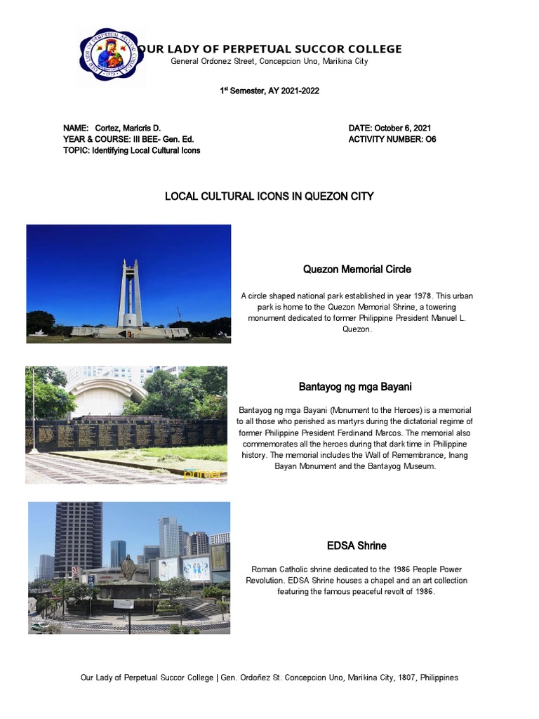 Cultural Icons of Quezon City: Inspiring Local History Lessons | PDF ...