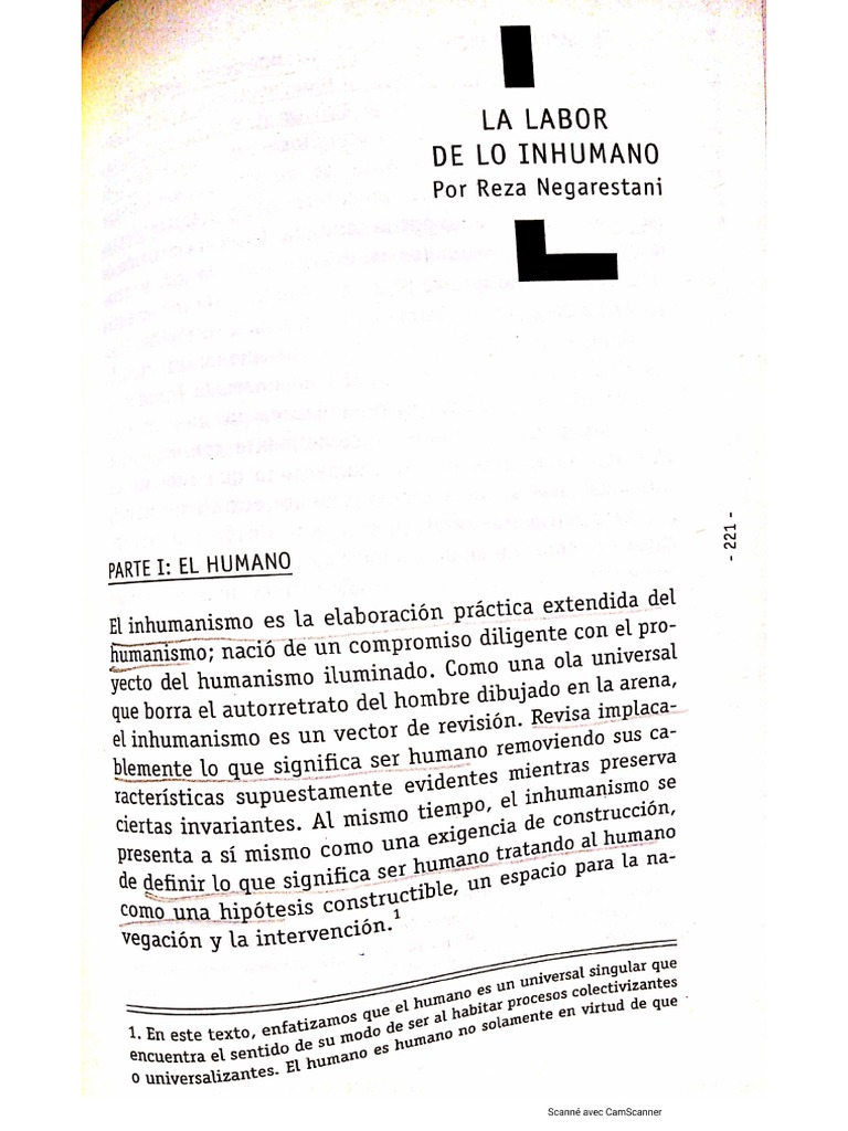 Reza Negarestani La Labor de Lo Inhumano | PDF