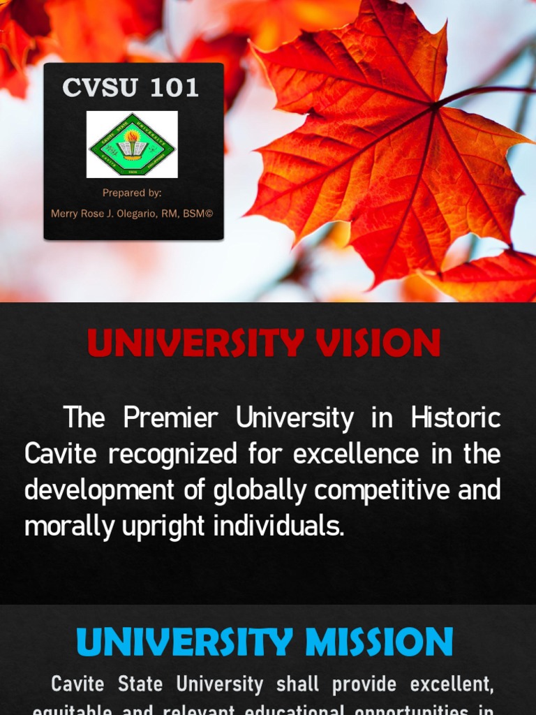 Lecture Week 3 - University Vision, Mission, College Goals, Program ...