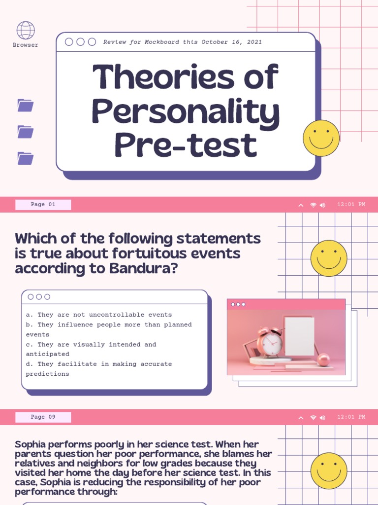 Personality Theories Pre-test Review | PDF | Reinforcement | Self Concept
