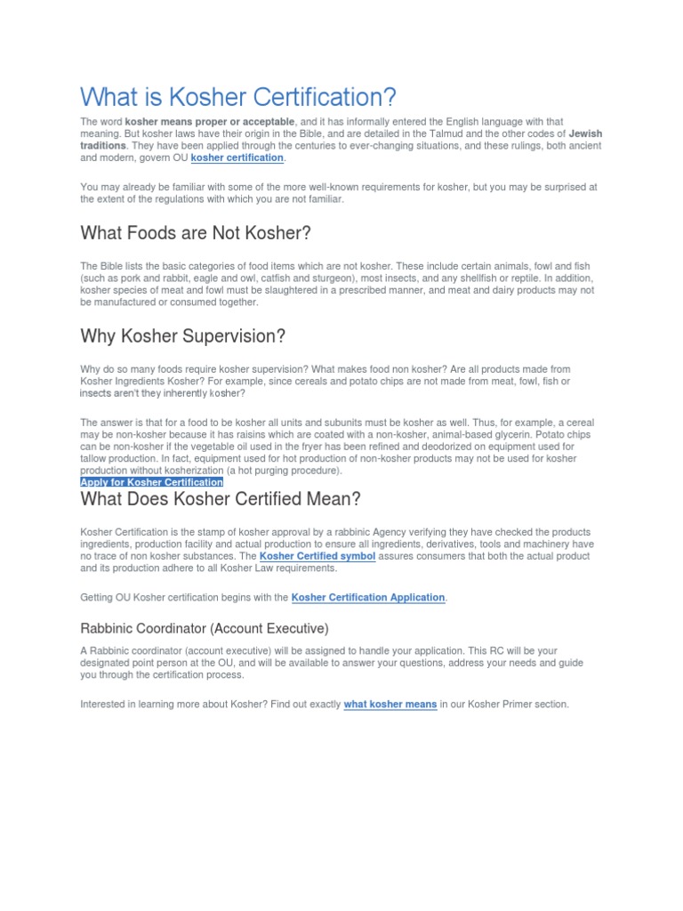 What Is Kosher Certification | PDF | Jewish Cuisine | Foods