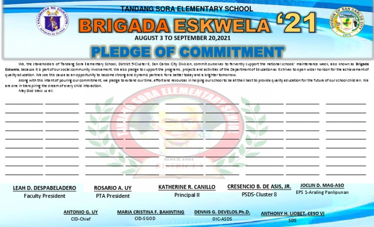 Brigada Eskwela Pledge of Commitment | PDF