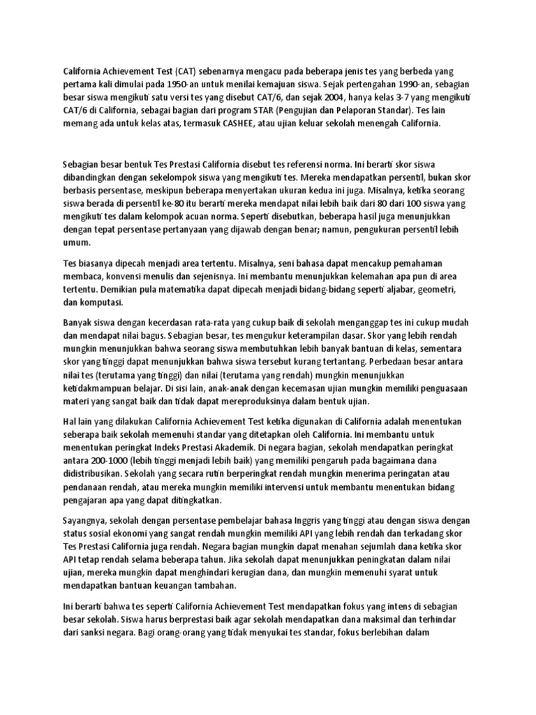California Achievement Test | PDF