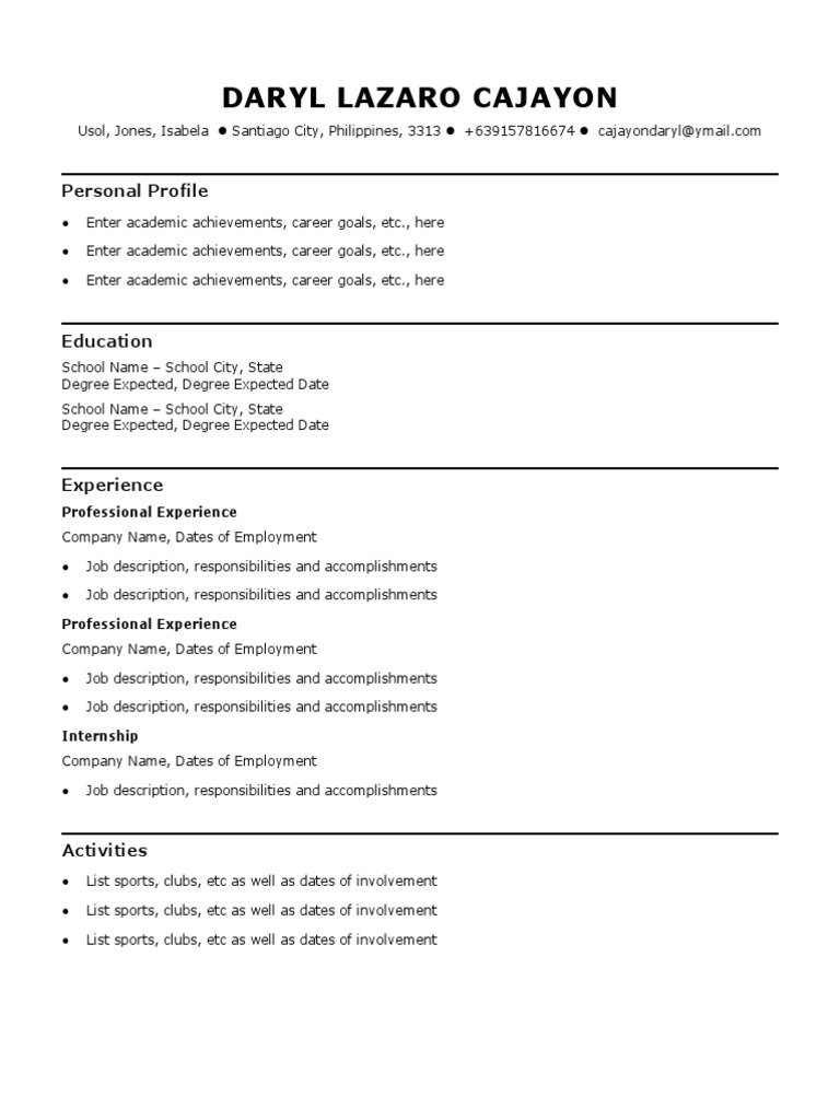 Daryl Cajayon's Resume Overview | PDF