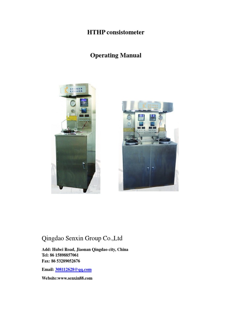 HTHP Consistometer Operating Manual | PDF | Pump | Switch