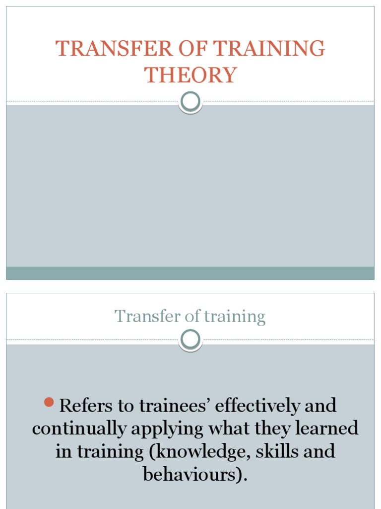 Transfer of Training Theory | PDF | Learning | Simulation