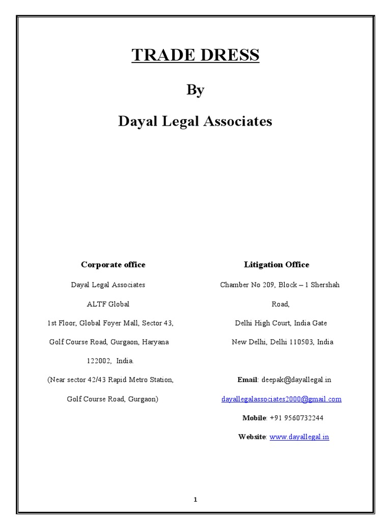 Trade Dress: by Dayal Legal Associates | PDF | Trade Dress | Trademark