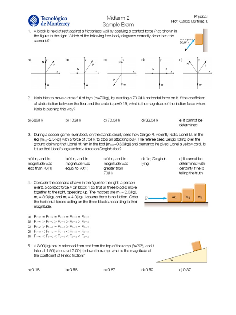 Sample Exam 2 | PDF | Force | Friction