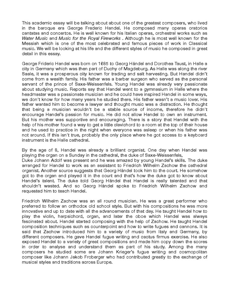 History Coursework - Final Essay | PDF | George Frideric Handel ...