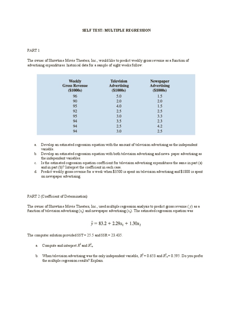 Latihan Soal - Multiple Regression | PDF