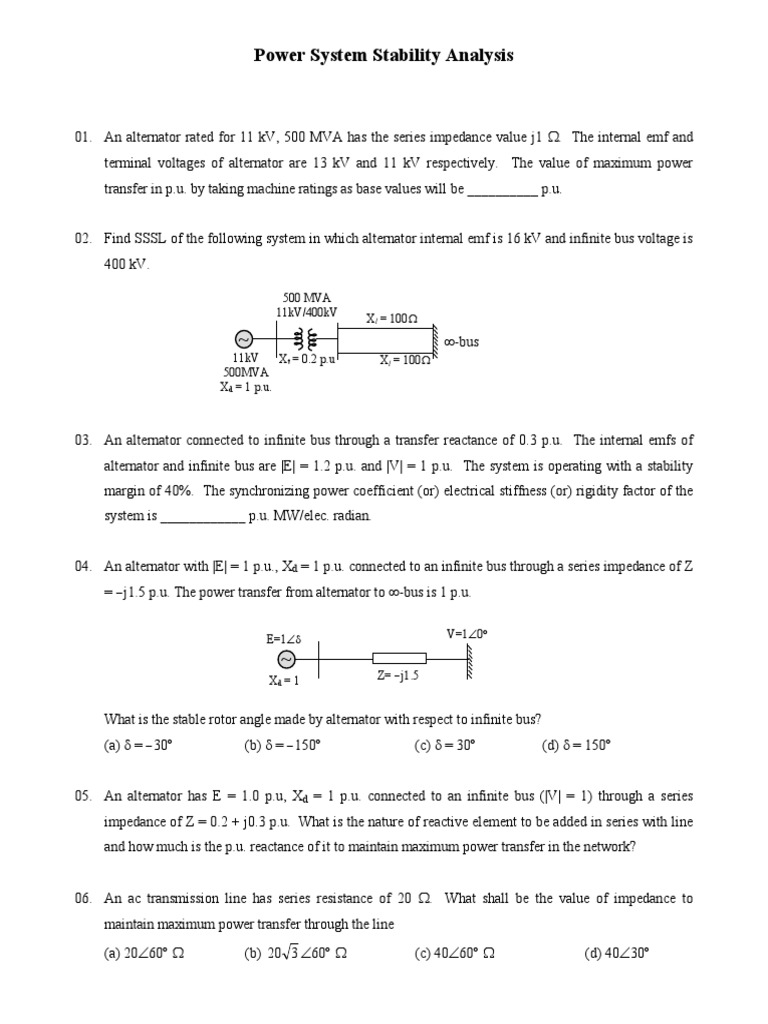 Power System Stability Analysis: 500 MVA 11kV/400kV X 100 | PDF | Electric Motor | Power (Physics)