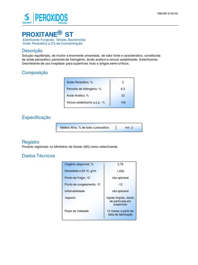 Proxitane ST (2%) - Esterilizante e Desinfectante de Uso Hospitalar ...