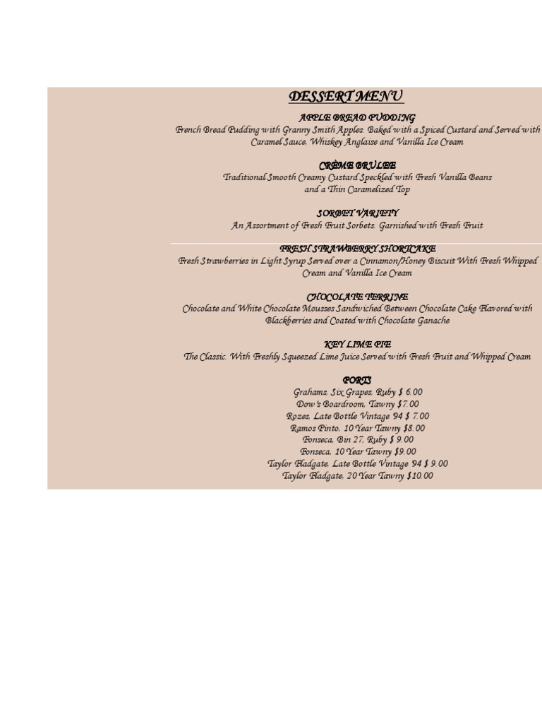 Dessert Menu | PDF
