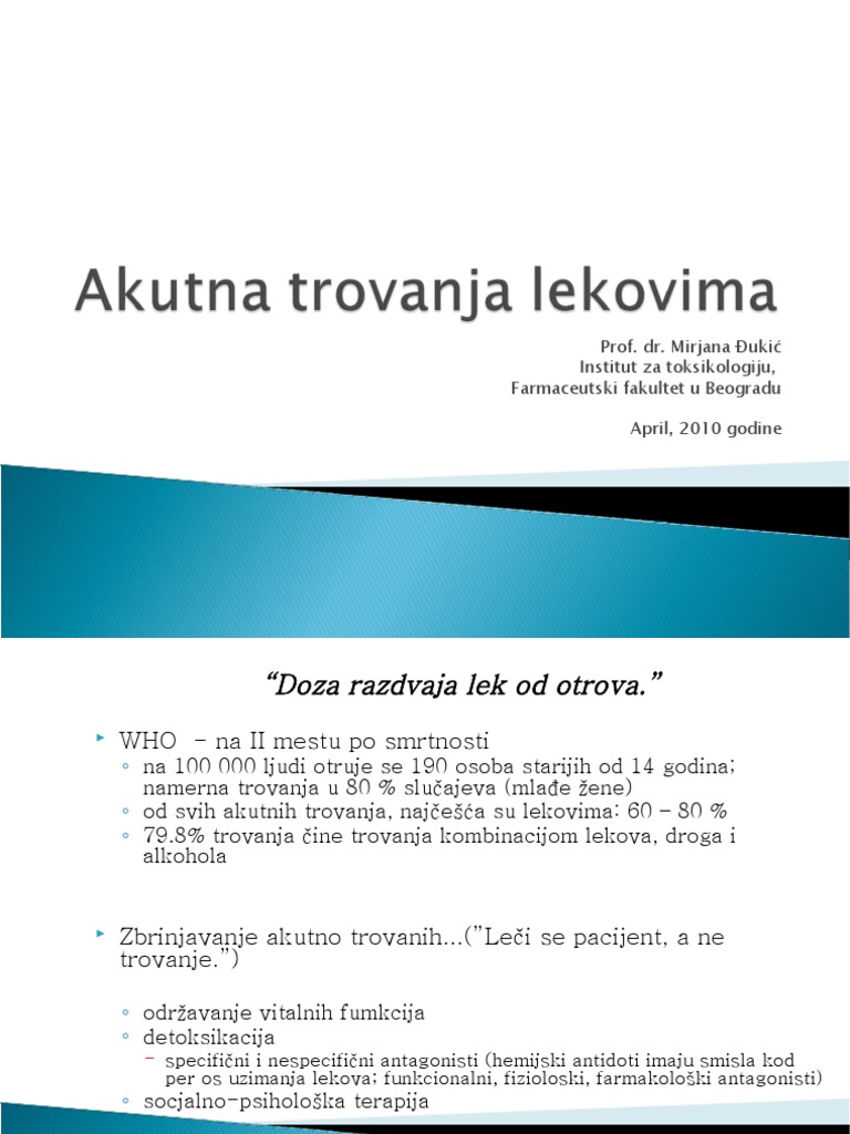 Akutna Trovanja Lekovima | PDF