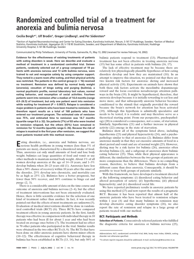 Bergh 2002 Mandometer Clinical Treatment | PDF | Anorexia Nervosa ...