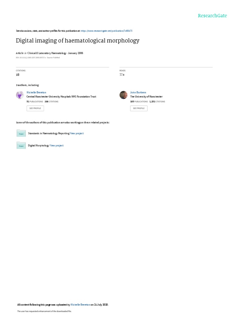 Digital Imaging of Haematological Morphology: Clinical & Laboratory ...