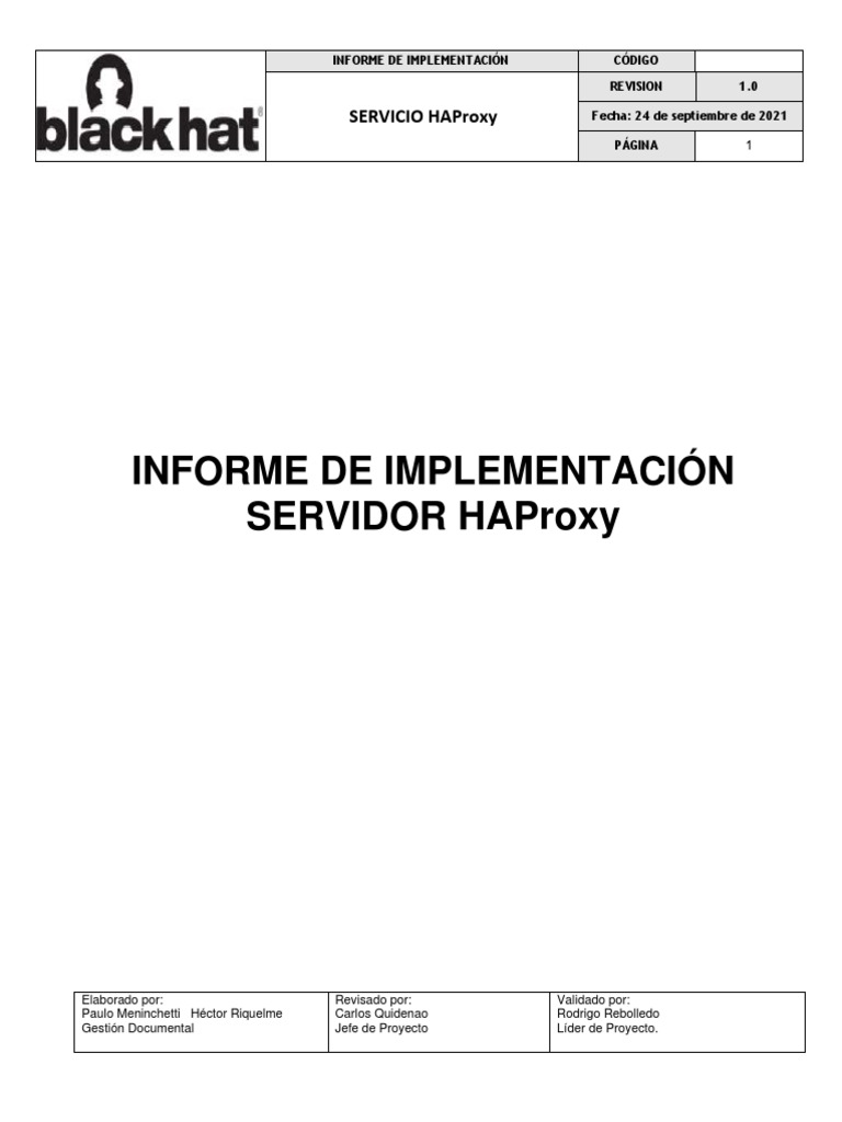 Informe Implementación Servicio HAPROXY | PDF | Protocolo de transferencia de archivos | Software