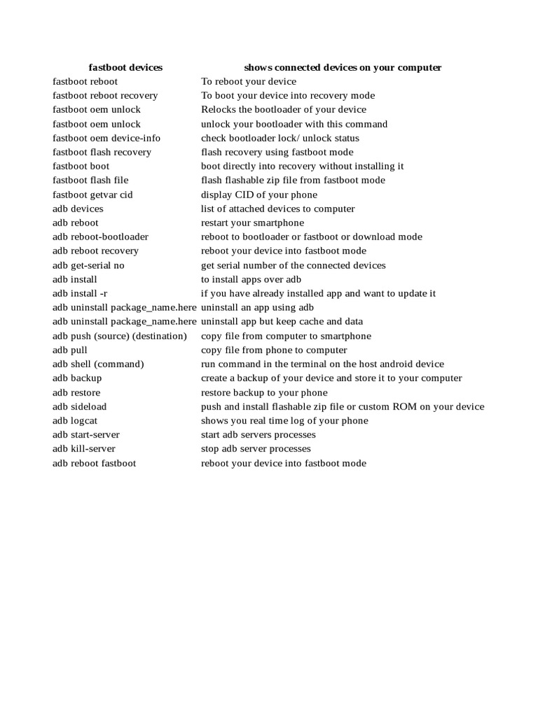 ADB Fastboot Commands | PDF