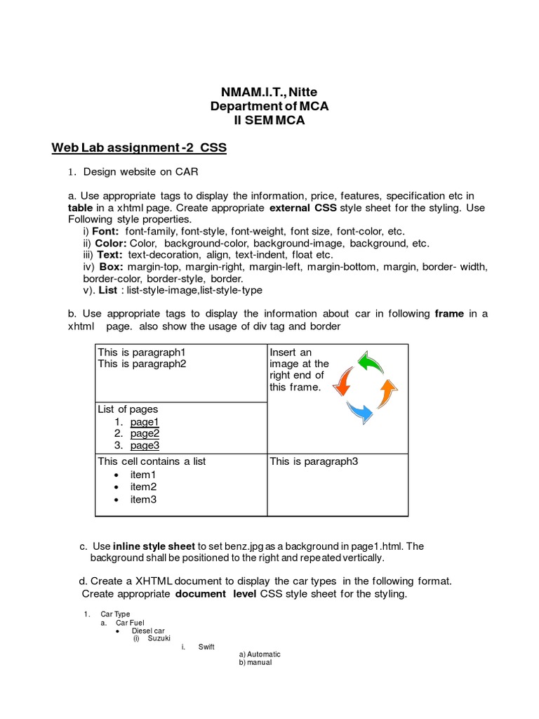 Web Lab Assignment 2 - CSS | PDF