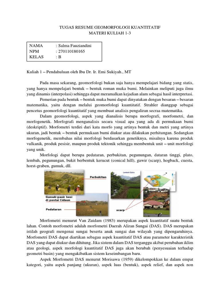 Geomorfologi Kuantitatif dan Morfometri DAS | PDF | Ilmu Sosial | Sejarah