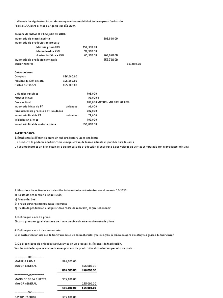 Ejercicio 3 Costos Por Proceso | PDF | Costo | Inventario